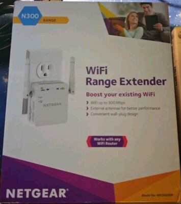 NETGEAR WiFi Range Extender WN3000RPv3 N300 Range Works With Any WiFi ...