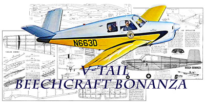 Beechcraft Bonanza V-Tail 22" WS RC Airplane Laser Cut Balsa Short Kit ...