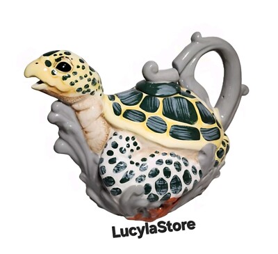 Sea Turtle Teapot Ceramic Kitchen Décor Blue Sky Clayworks Heather ...