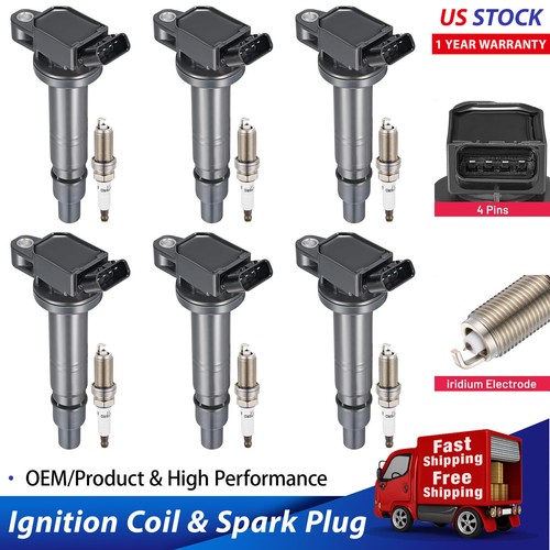 6 Pack Ignition Ignition Coil and Spark Plug for 2005-2023 Toyota ...