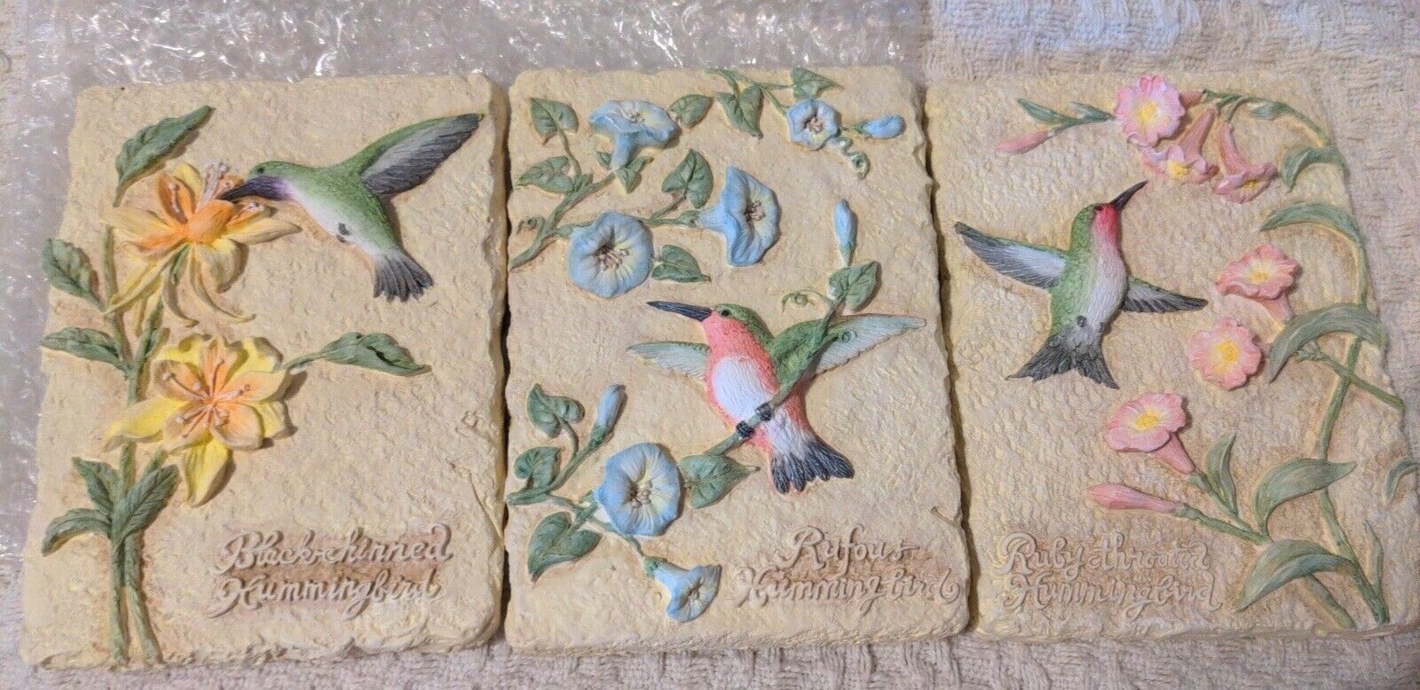 3 Floral & Hummingbird Garden Home Decor Wall Plaques She Shed Florals ...