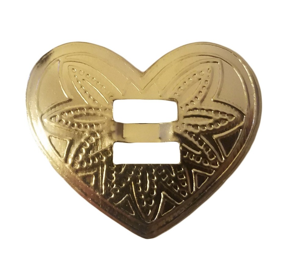 10 Silver Heart Metal Western Bolo Slotted Concho Slides Scarf Belt ...