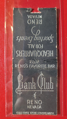 1930's Bank Club Reno, Nevada Matchbook Matchcover | eBay