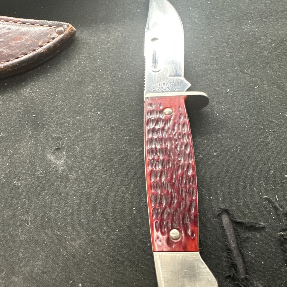 1998 CASE XX Select 678-3 1/2 Red BONE SLAB SIDE HUNTER KNIFE W SHEATH ...