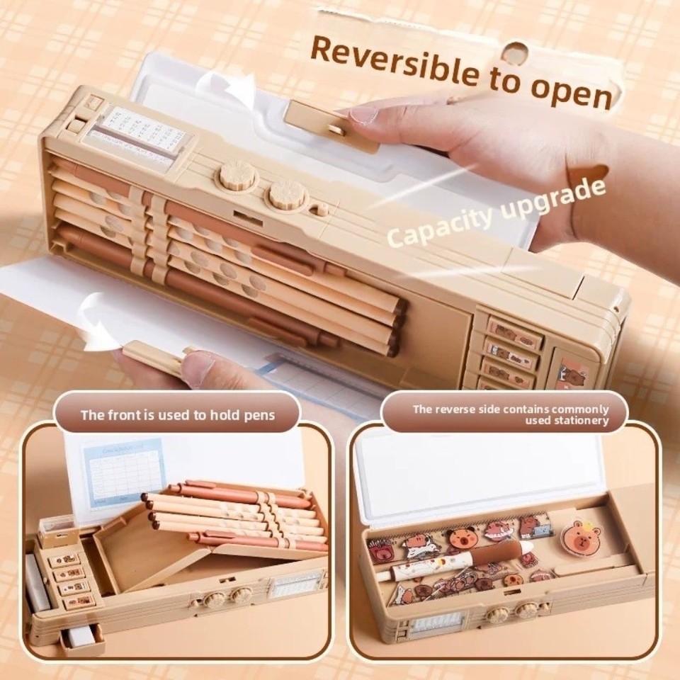 Large Capacity Capybara Pencil Case Cartoon Double Layer Pen Box Gifts ...