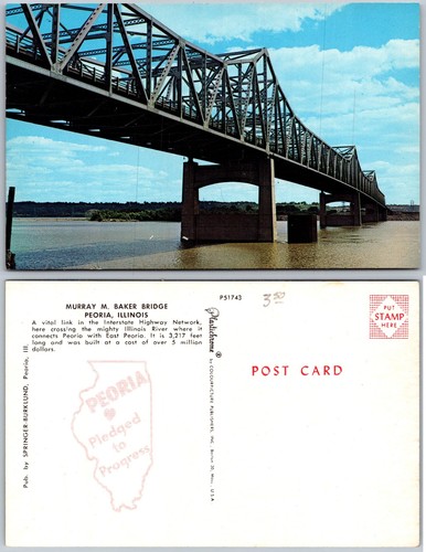 Murray Baker Bridge Peoria IL Postcard | eBay