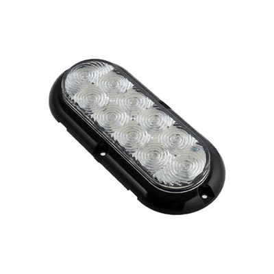 10LED Oval 6" Clear White Flange Mount Trailer Stop Turn Tail Reverse ...