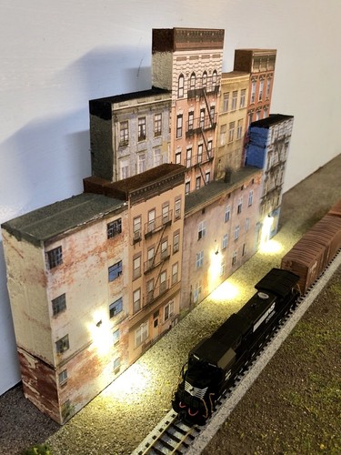 N Scale Scratch Built UP 3D Collage - 8 Apartment Building Flats #1 LED ...