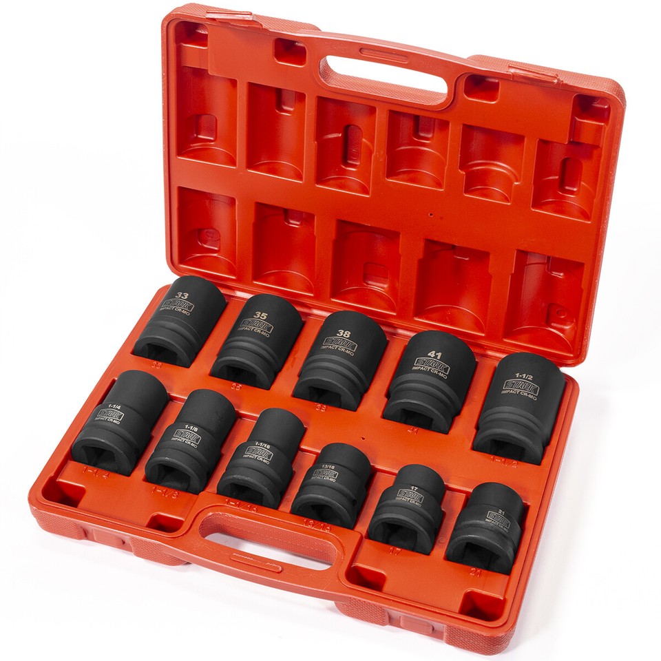 Stark USA 11-PC Deep Socket Set Truck Wheel 1" Drive Impact Metric SAE ...