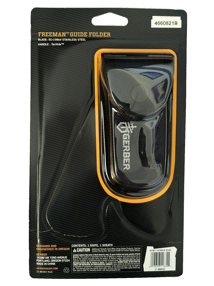 Gerber Freeman Guide Folding Hunting Knife w/Gut Hook+Sheath-NEW. FREE ...