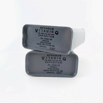 2 X 0.25uF 4000V SPRAGUE - VITAMIN Q CAPACITOR USA. 113X64X30MM. 42 CP ...
