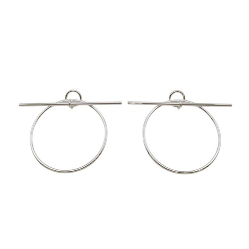 HERMES Loop MM Earrings 925 Sterling Silver | eBay