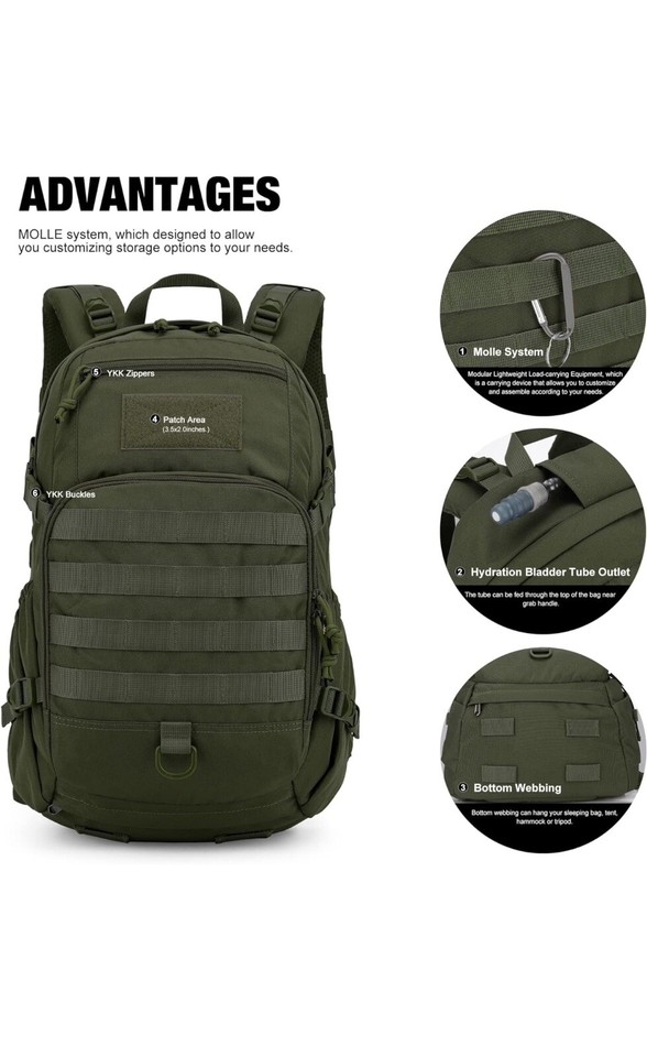 Mardingtop Small Tactical Backpack,Molle Hiking Backpack for 6539-khaki ...