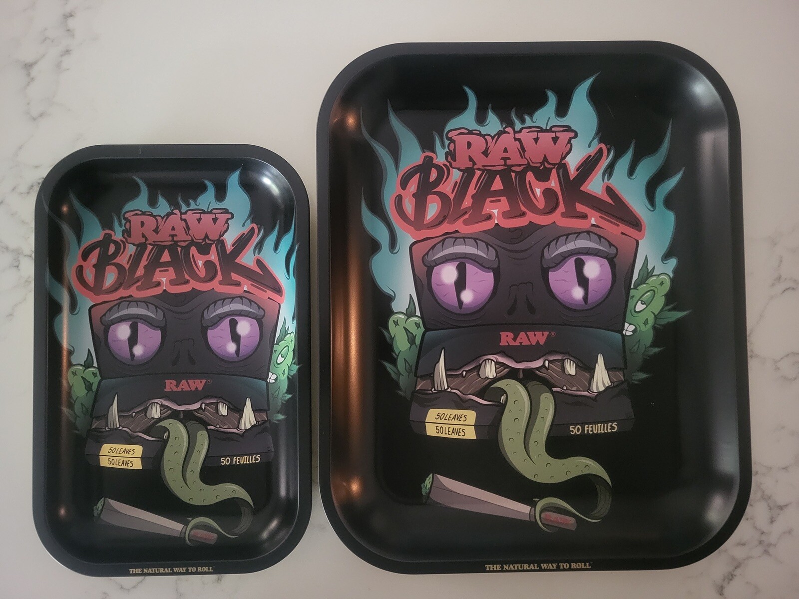 RAW BLACK Monster Rolling Trays- Set Of Two. 1 LG & 1 SM. FAST FREE ...