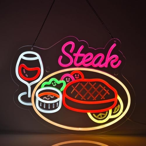 Steak Neon Sign, Steak Neon Lights Hanging Wall Art Decoration for ...