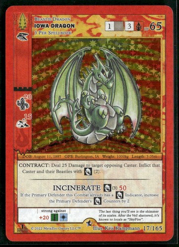 2022 MetaZoo Wilderness 1st Edition 17/165 Iowa Dragon Holo | eBay