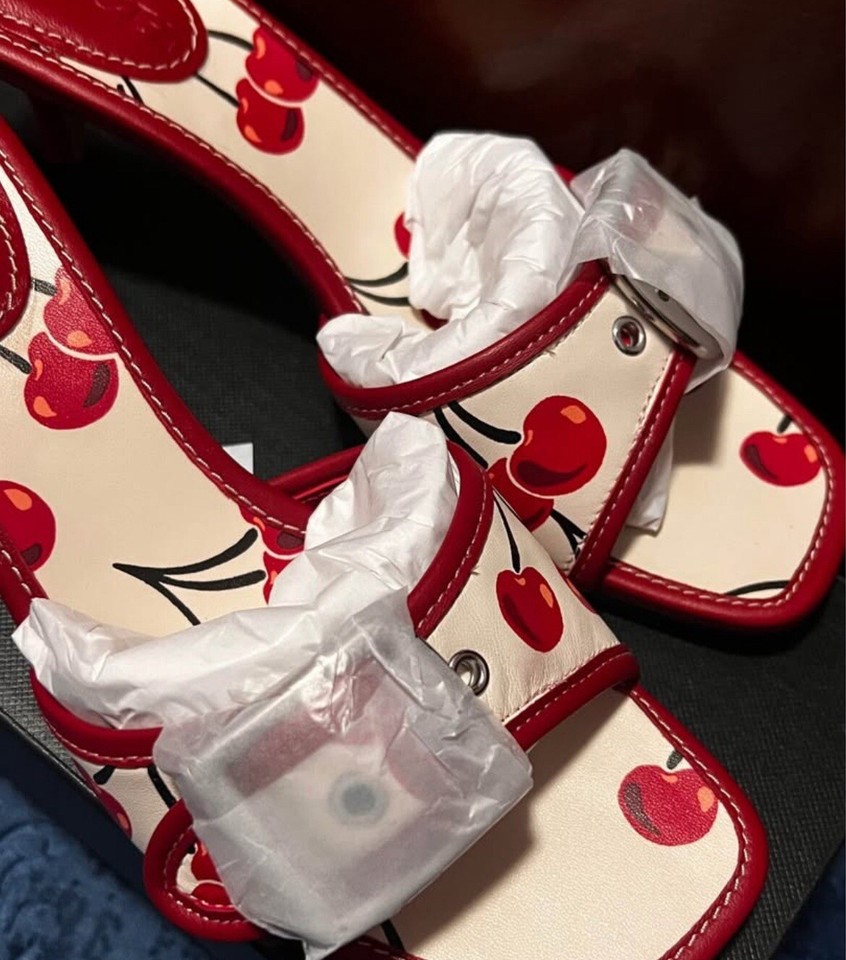 Coach Margot Cherry Print Canvas Slide Sandals ️🍒🌸 | eBay