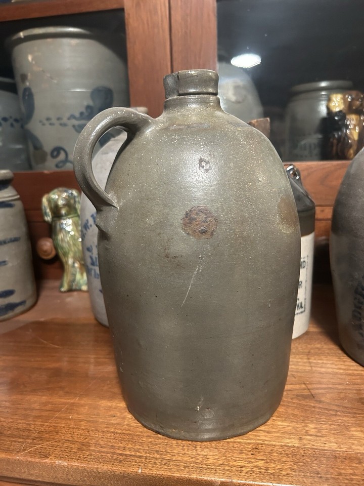 1800s Antique Wheeling W.VA Stoneware Merchant Jug Crock West Virginia ...