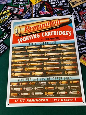 REMINGTON SPORTING CARTRIDGES METAL TIN SIGN W FREE PATCH dtom gun ...