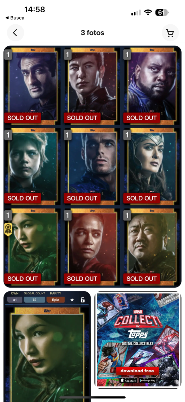 Topps Marvel Collect digital Epic 2021 Eternals S2 Posters full set ...