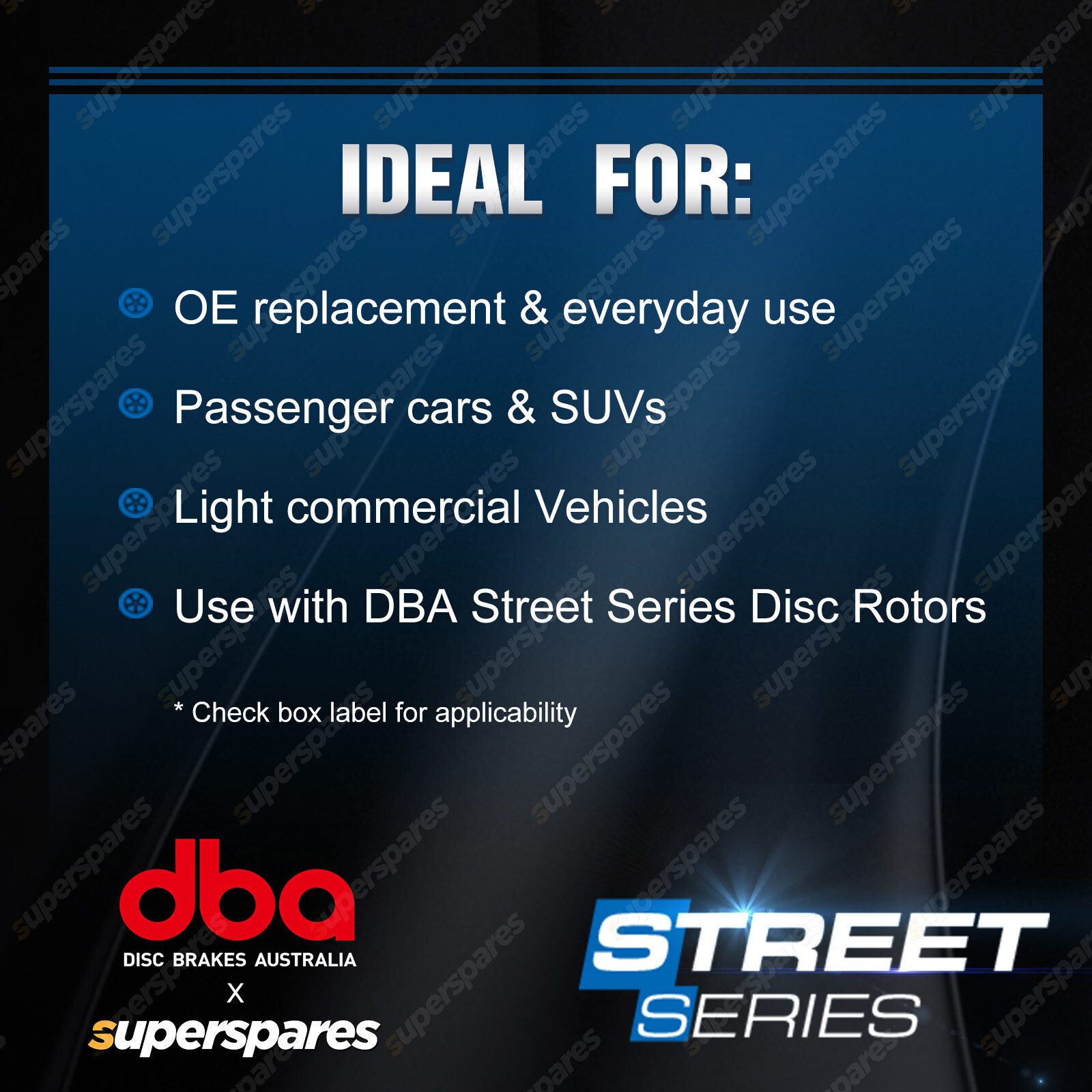 DBA Front Street Series Disc Brake Pads for Holden Spark LS LT MP 2016 ...