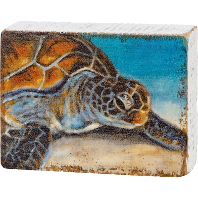 Primitives by Kathy Block Sign Sea Turtle Beach House Decor Landscape ...