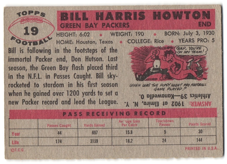Bill Howton 1956 Topps NFL Cards #19 | eBay
