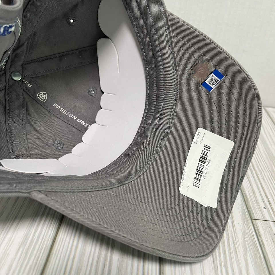 NCAA ACC Conference Hat Cap Strap Back Gray Embroidered College NWT | eBay