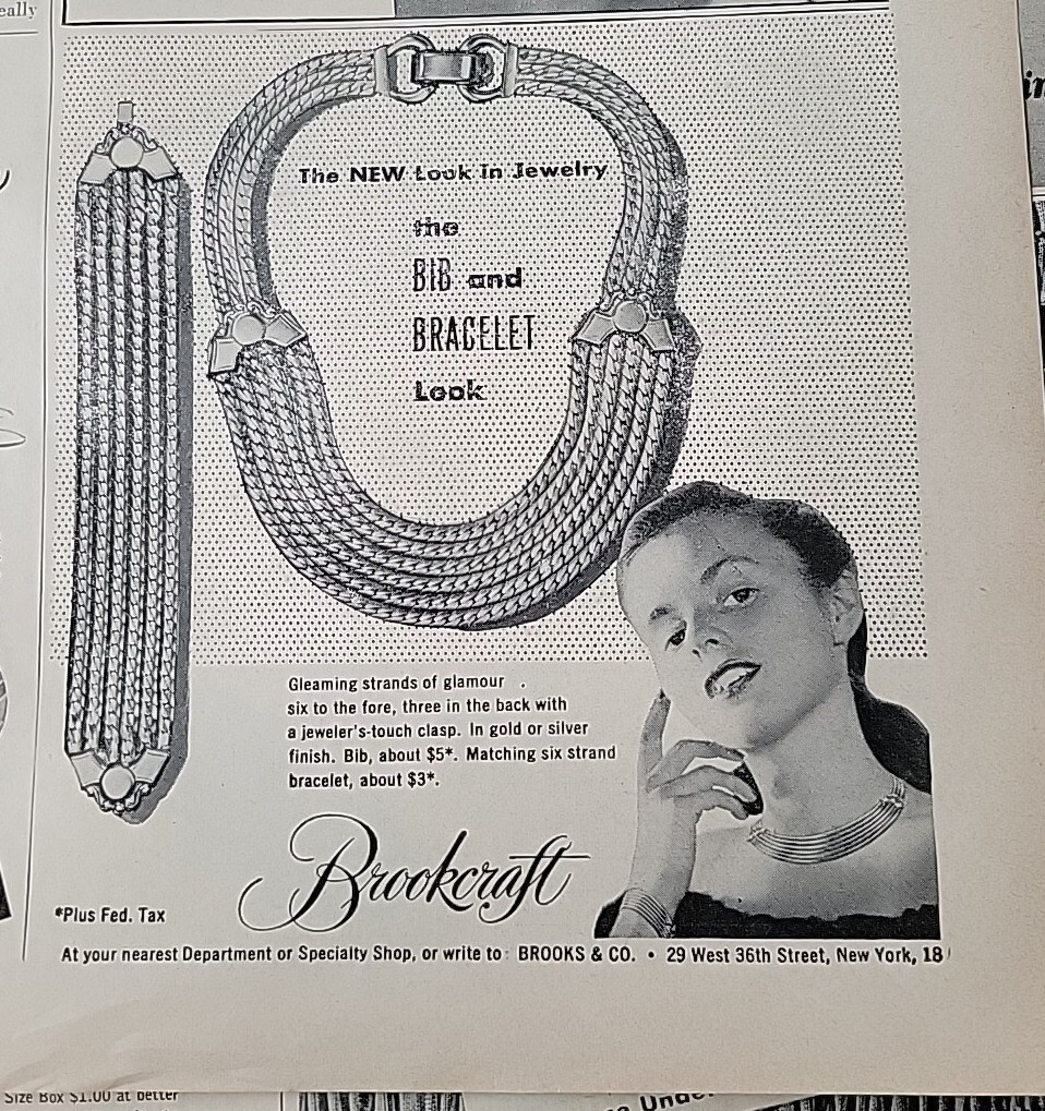 1947 Brookcraft Bib Bracelet Necklace vintage Jewelry ad | eBay