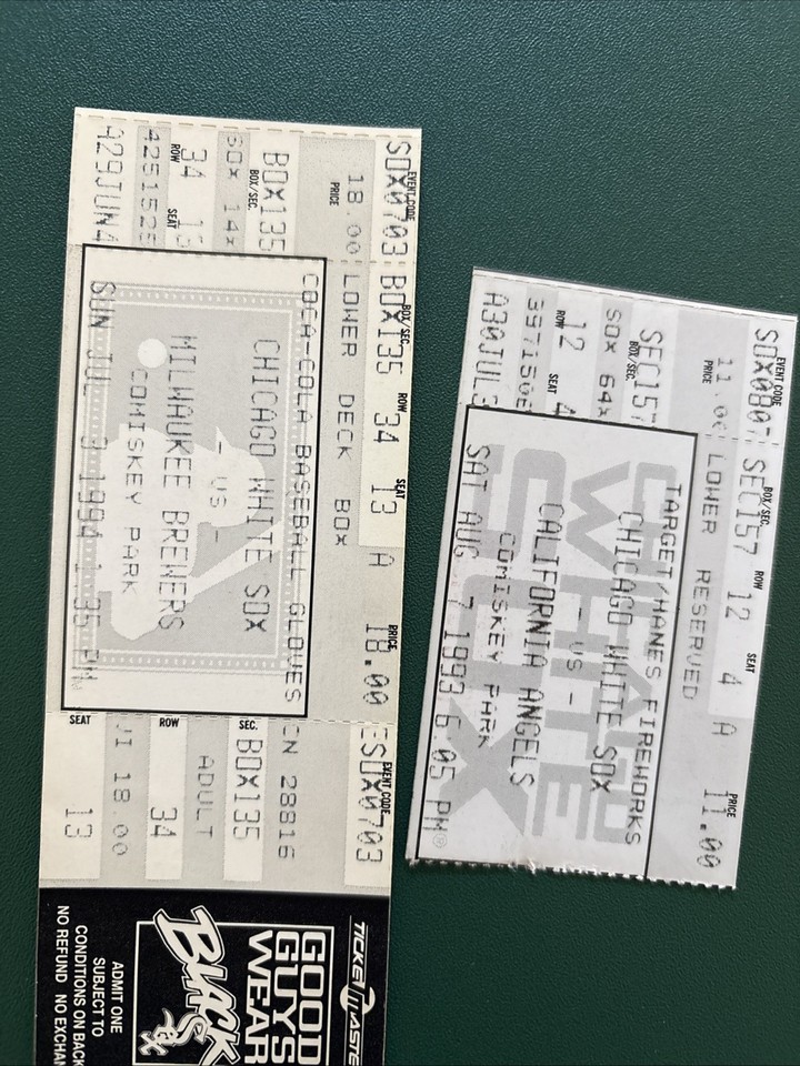 FRANK THOMAS HR's WHITE SOX ticket stub lot ALBERT BELLE HR BARTOLO ...