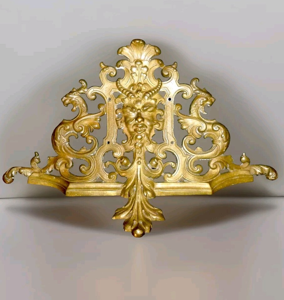 FRENCH BRONZE/BRASS DECOR MOUNT PEDIMENT DEVIL FAUN TWO GRIFFONS | eBay