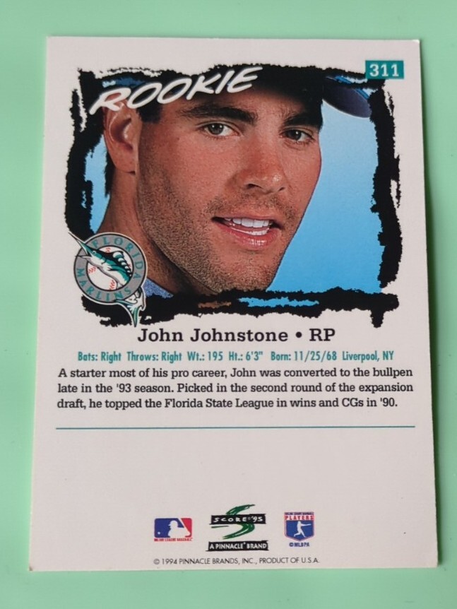 1995 Score John Johnstone - Rookie P Florida Marlins - Baseball Card ...
