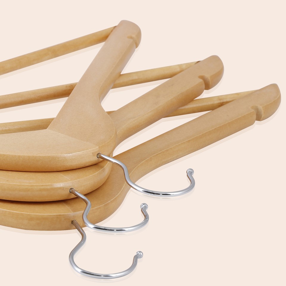 50Pack Natural Wood Clothes Hangers Durable Wooden Hangers with 360 ...
