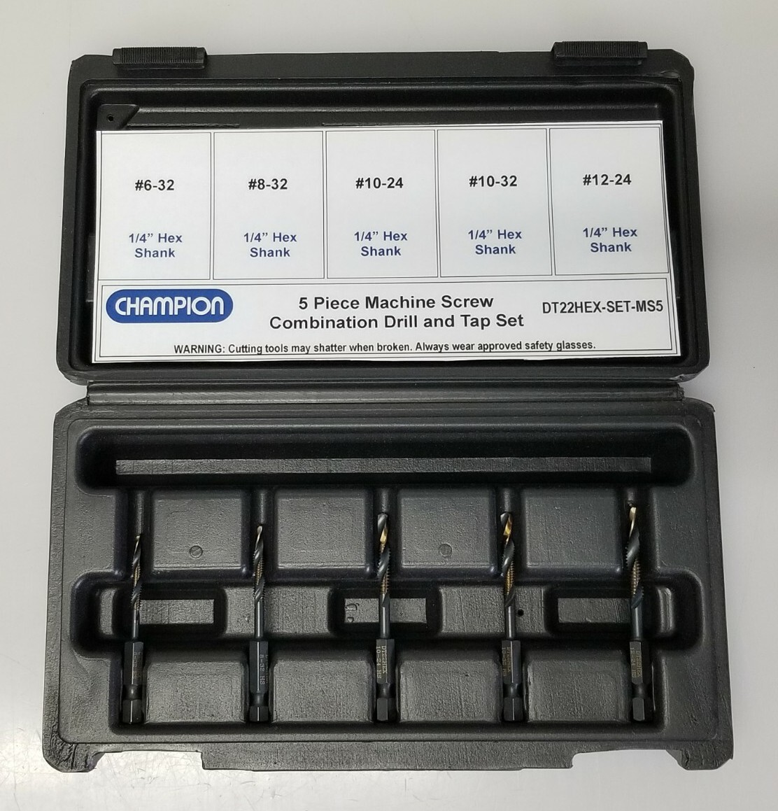 Champion Cutting Tool-dt22hex-set-ms5 5pc Drill Tap Set Machine Screw ...