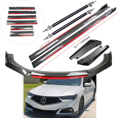For Acura TLX A-Spec Fiber Front Lip Chin Bumper Body Kit Side+Skirt ...