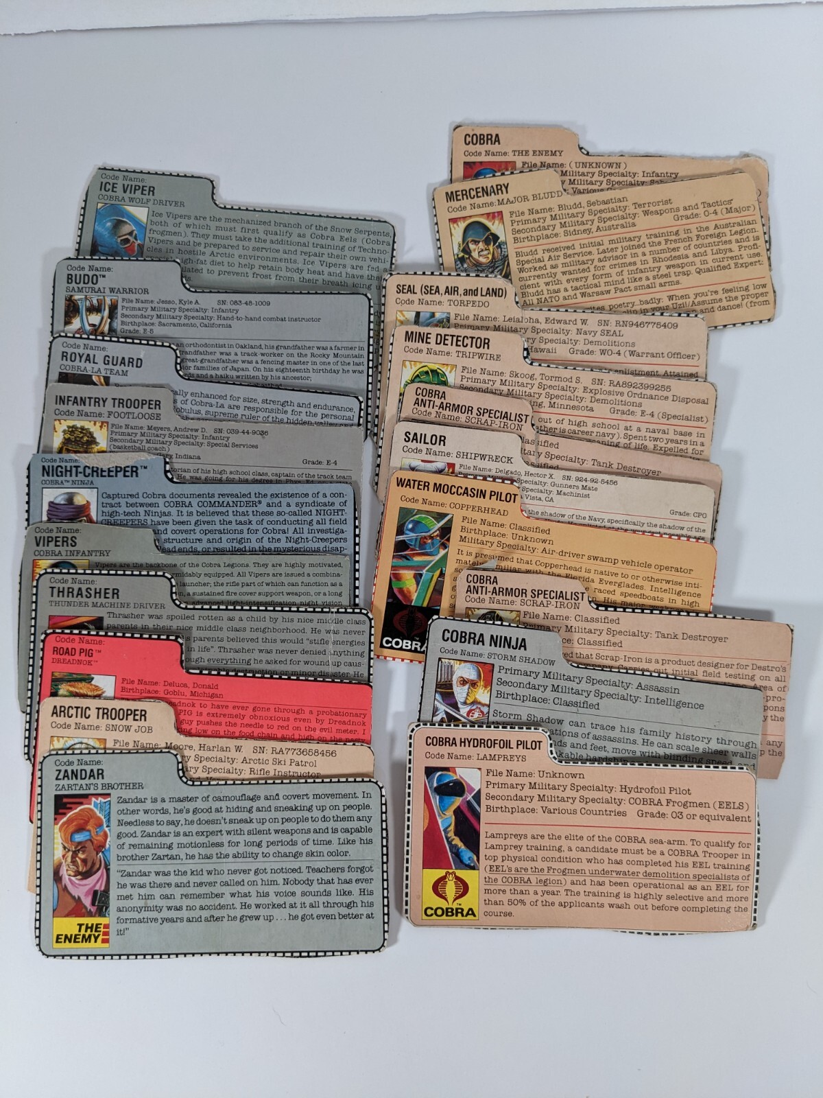 YOU CHOOSE from GI Joe Vintage Lot of File Cards Hasbro G.I. Joe ...