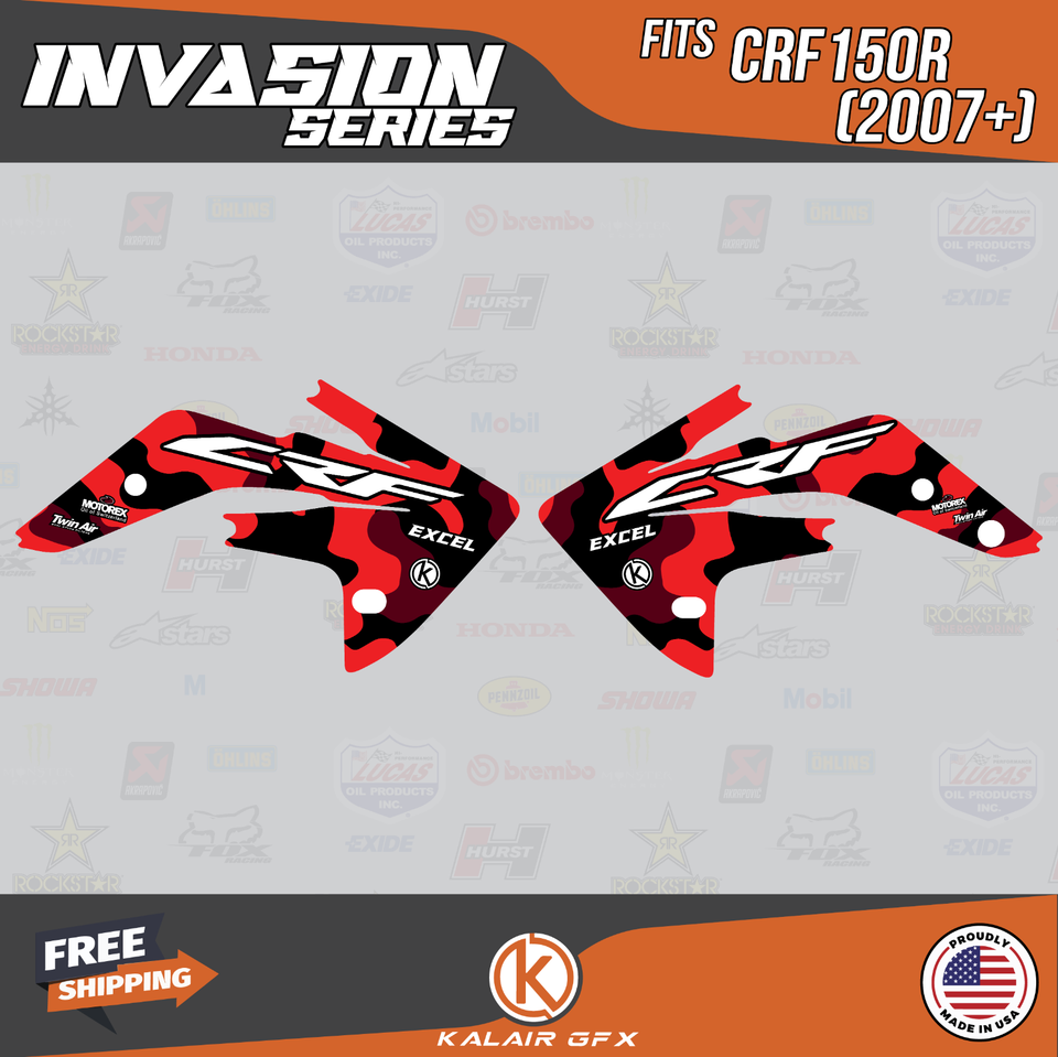 Graphics Kit for Honda CRF150R (2007-2023) CRF 150R Invasion Series ...