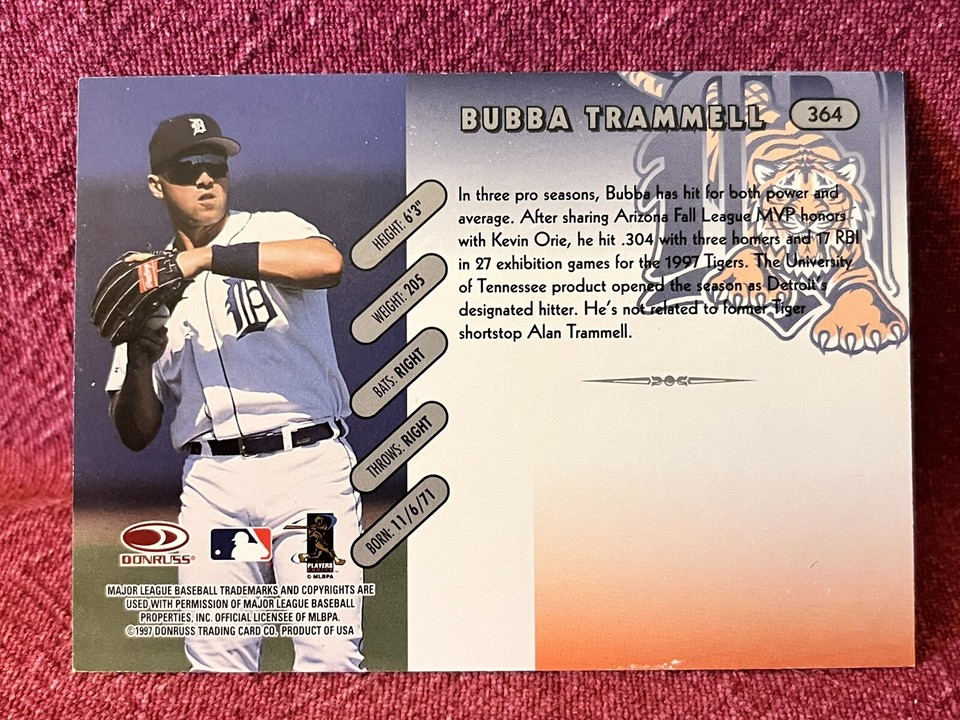 Bubba Trammell 1997 Donruss Rookie BASEBALL #364 Detroit Tigers RC | eBay
