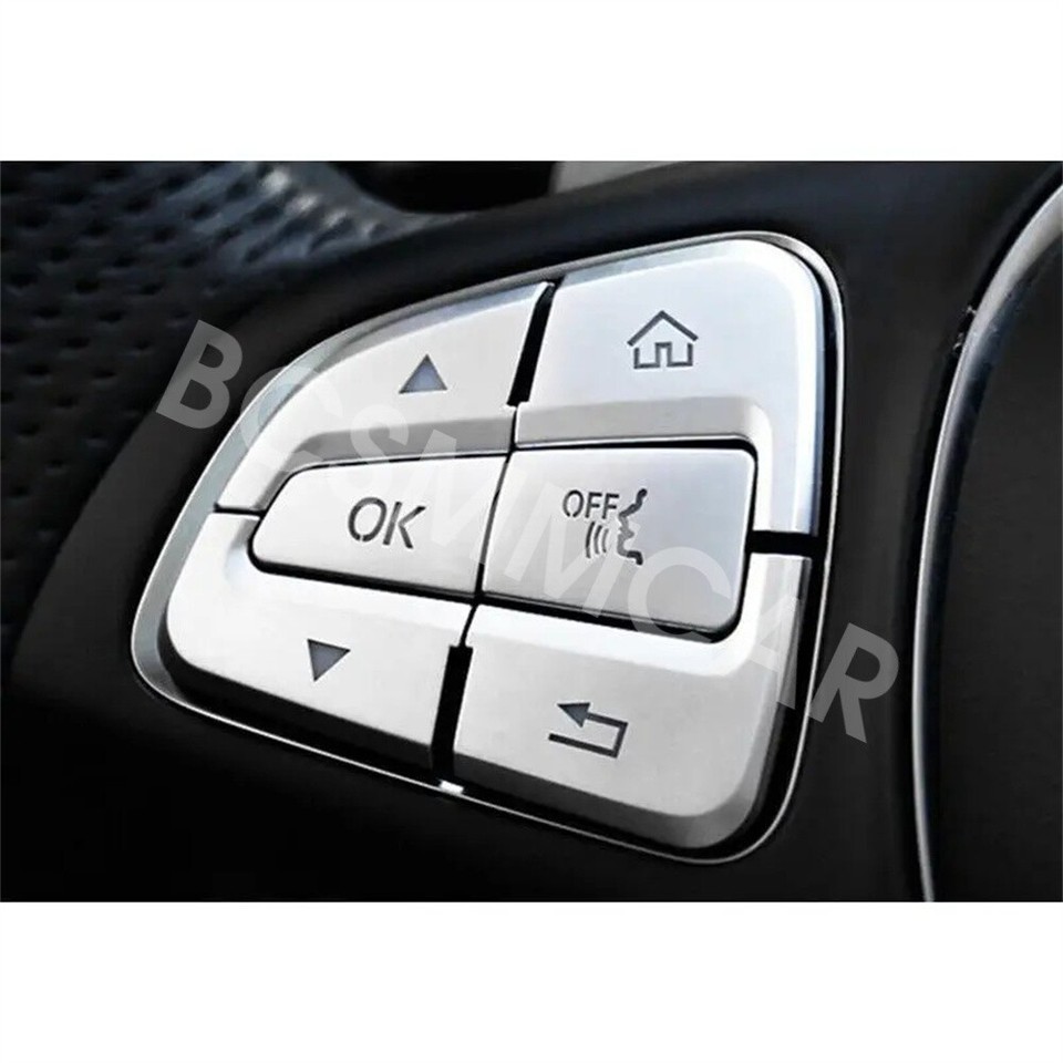 Interior Steering Wheel Decal Silver Fit For Mercedes Benz W205 CLS ...