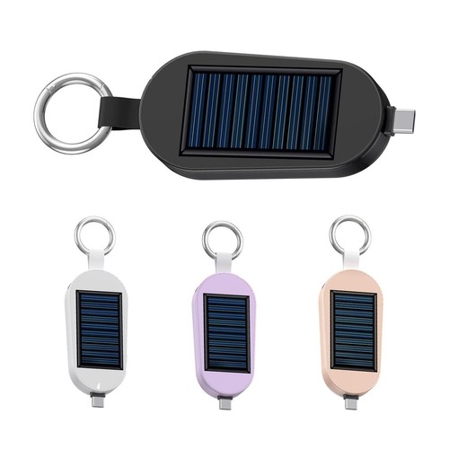 Mini Power Bank Keychain 3000mAh Solar Power Bank Type C Power Bank ...