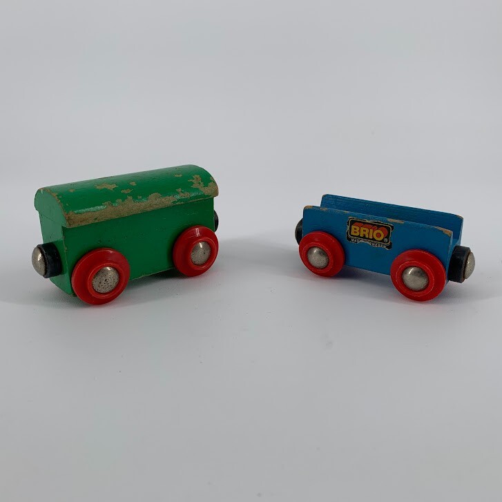 Vintage 1990s Authentic BRIO Train Car Magnet Blue Beechwood / Green ...