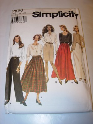 WOMENS UNCUT SIMPLICITY Sewing Pattern 9890 PANTS SKIRT BLOUSE SIZE R ...