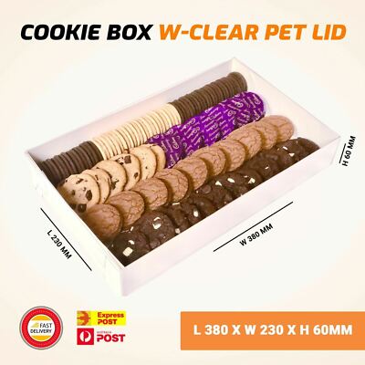 Disposable Cardboard Rectangle PET Cookie Box with Clear Lid ...