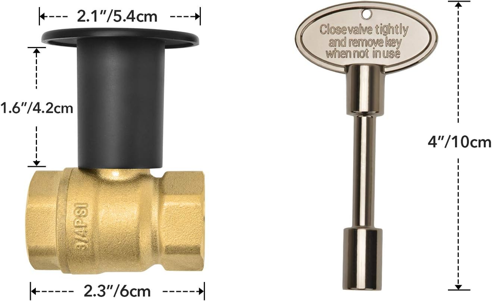 3/4 Inch Straight Gas Key Valve Kit For Fire Pit Fireplace Flange ...