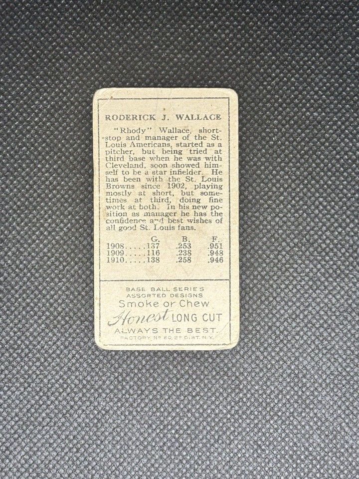 1911 T205 Roderick J. Bobby Wallace w/ Cap Honest Long Cut | eBay