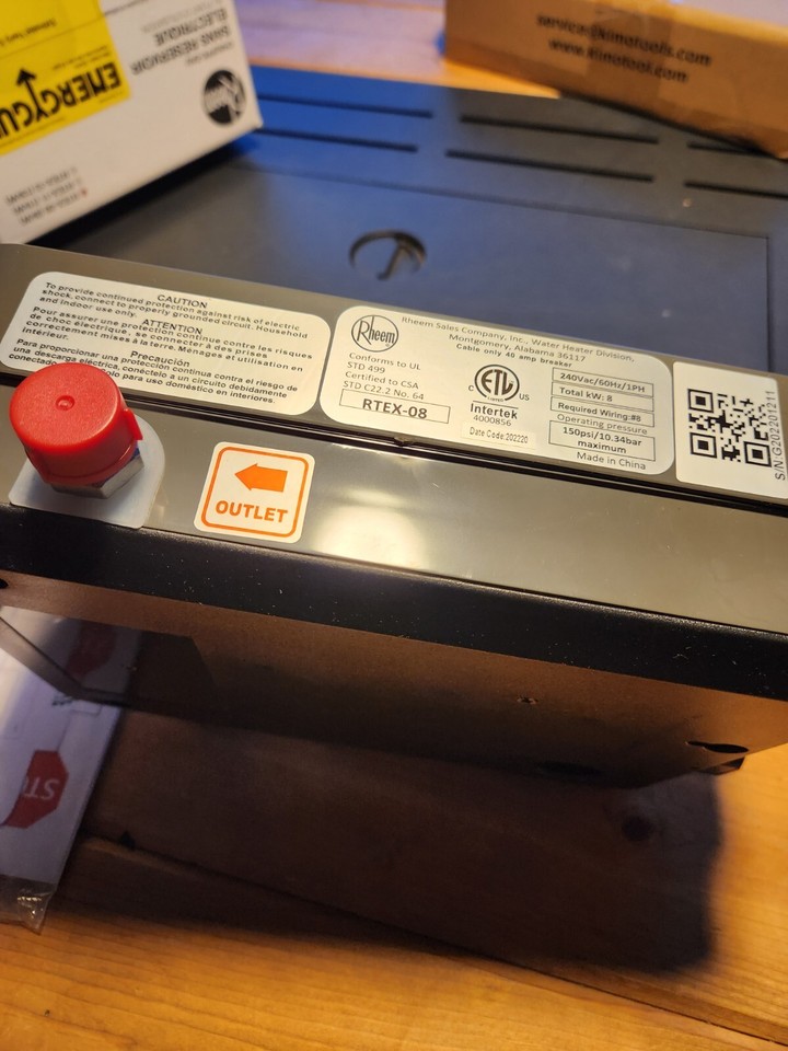 RHEEM RTEX-08 Electric Tankless Water Heater,240V 53UJ83 20352683034| eBay