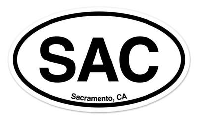 SAC Sacramento California Oval car window bumper sticker decal 5" x 3 ...