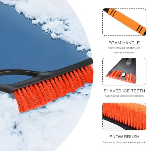 23.6" Snow Brush and Ice Scraper, Extendable Snow Removal Tool with ...