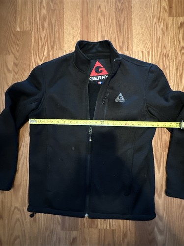 Gerry Mens Jacket Heavy Fleece Lined Waffle Knit Full Zip Black Gray XL ...