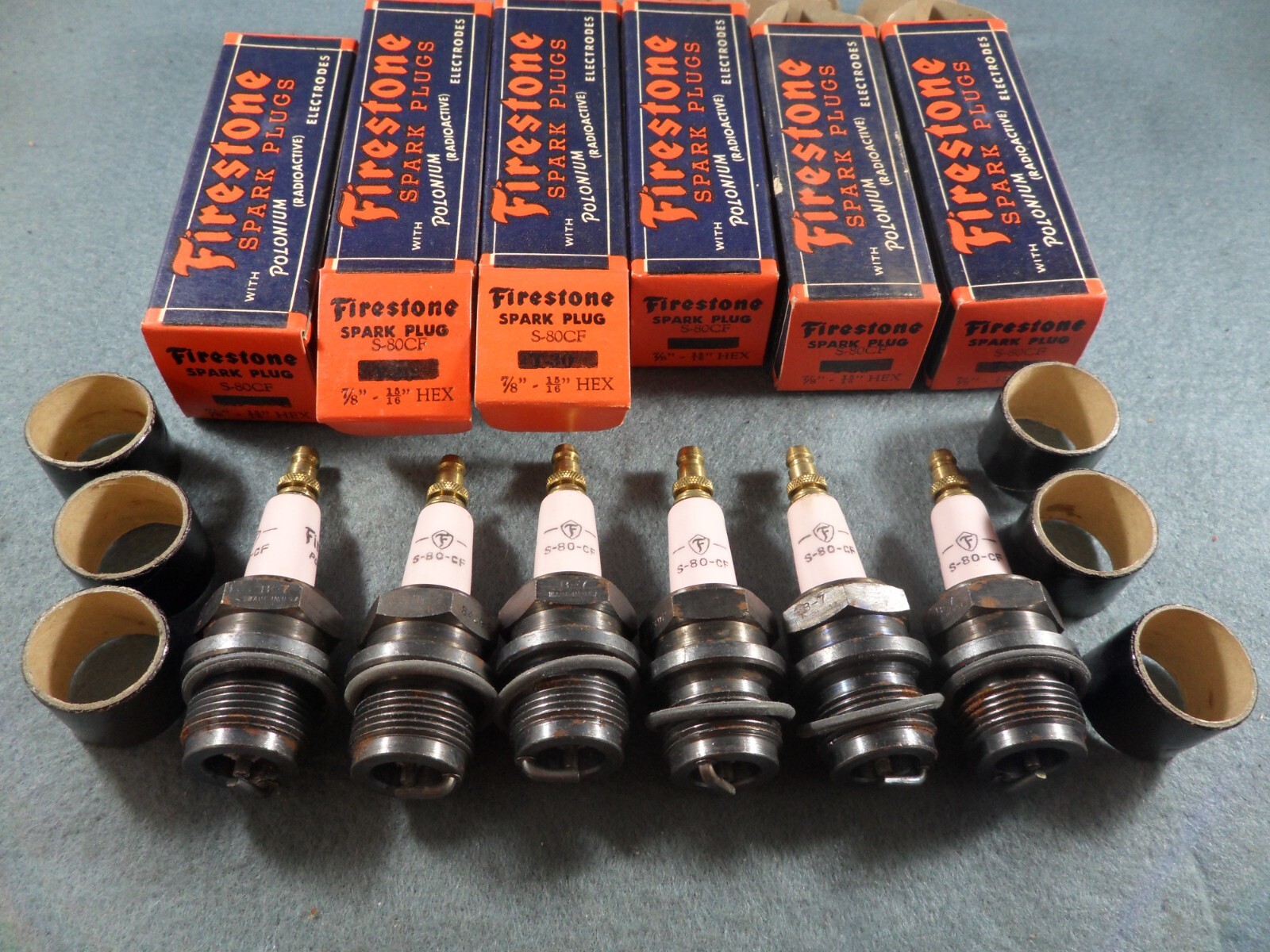 3 Vintage Firestone Polonium S-80-cf Spark Plugs Plug Pink NOS for sale ...